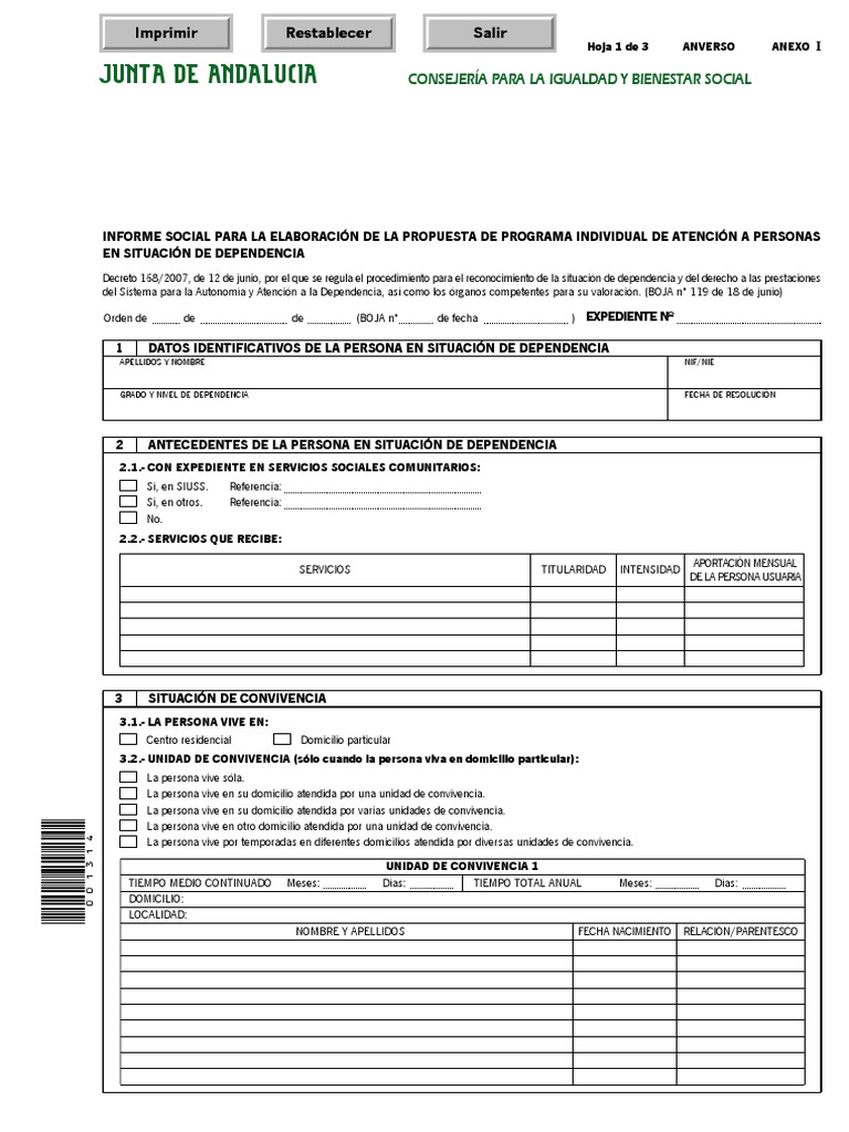 Informe Social Dependencia Editable | PDF