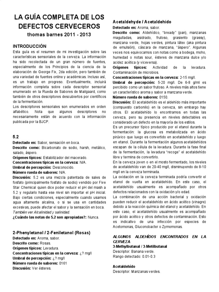 La Guía Completa de Los Defectos Cerveceros | PDF | Cerveza | Fermentación La Guía Completa de Los Defectos Cerveceros | PDF | Cerveza | Fermentación