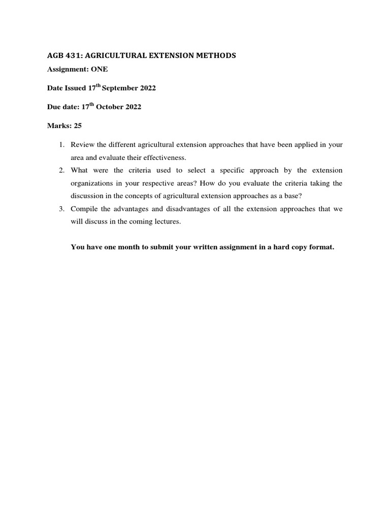 AGB 431 Assignment - 2022 - September2022 | PDF