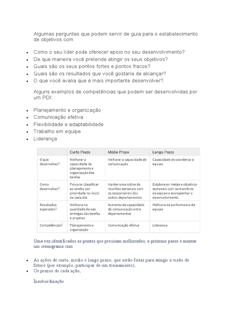 Exemplos de PDI e Diretrizes de Desenvolvimento | PDF
