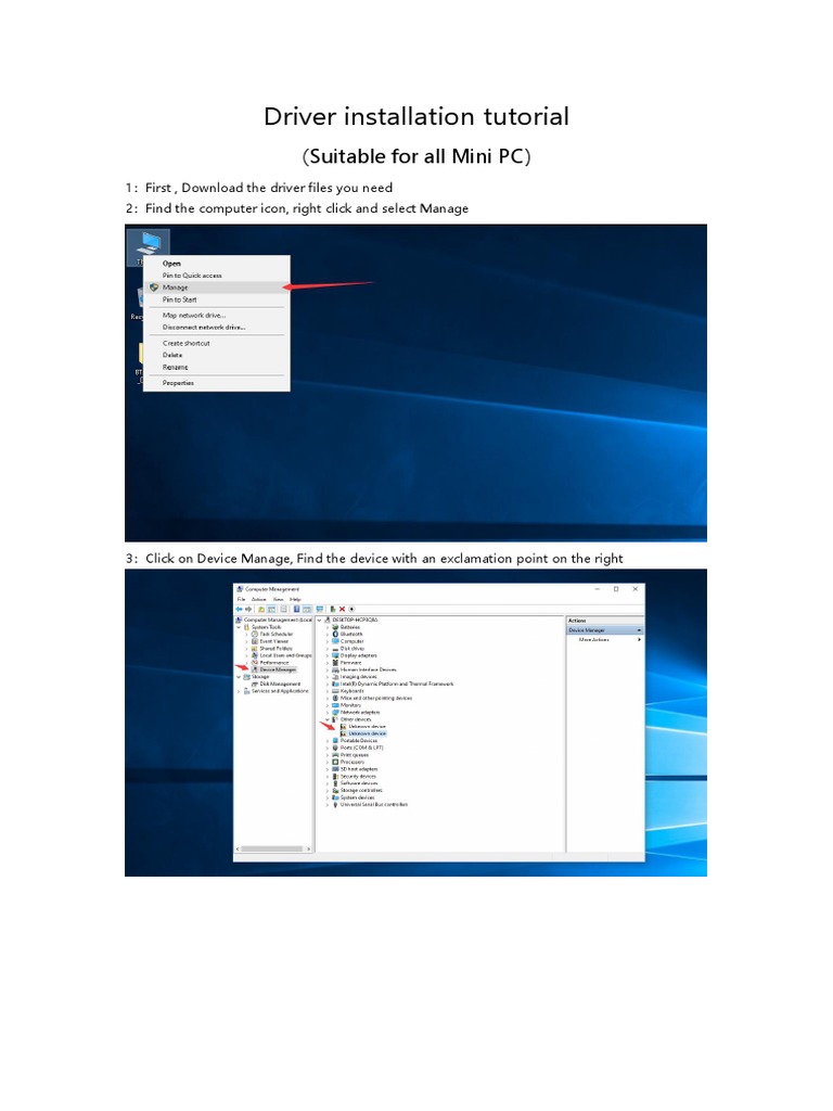 Driver Installation Tutorial Suitable For All Mini PC | PDF