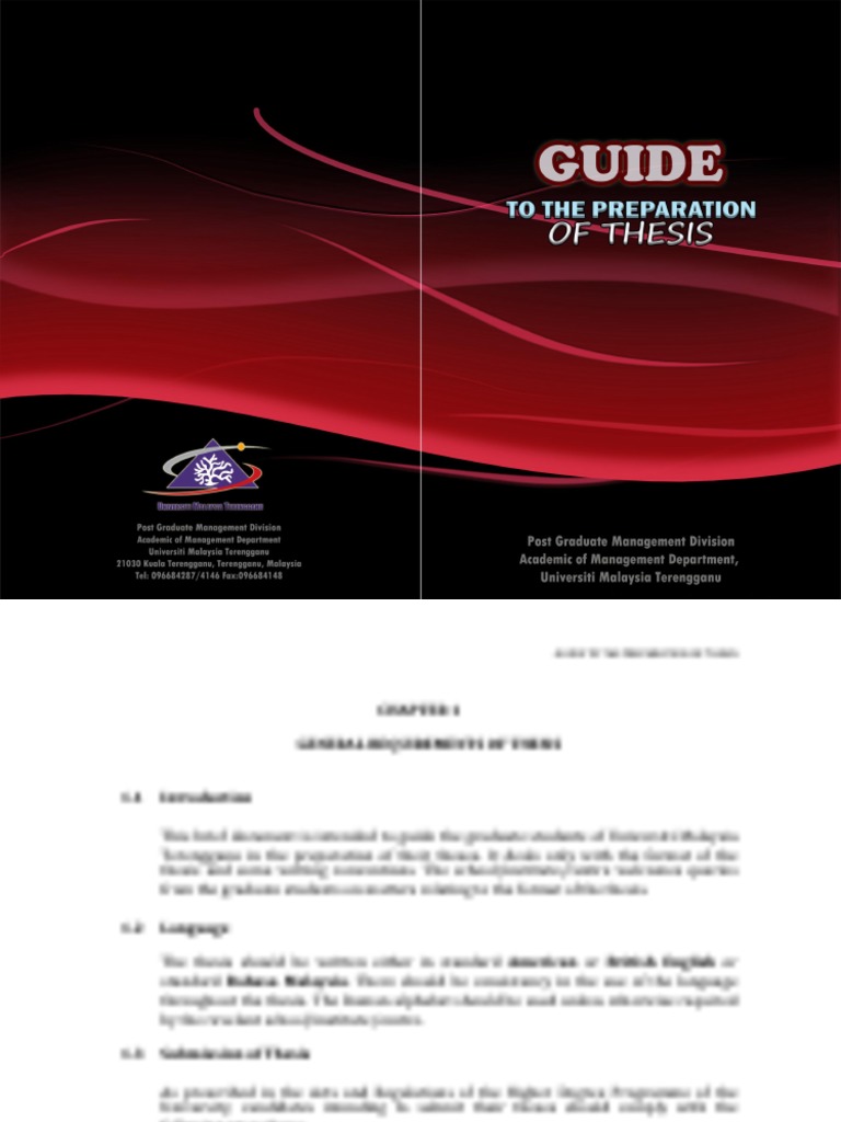 Guide To The Preparation of Thesis | PDF | Thesis | Litre