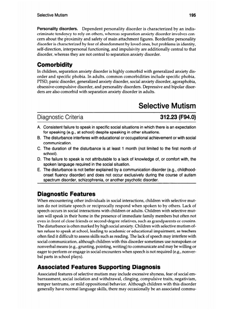 Anxiety Disorders Selective Mutism and Specific Phobia | PDF | Phobia ...