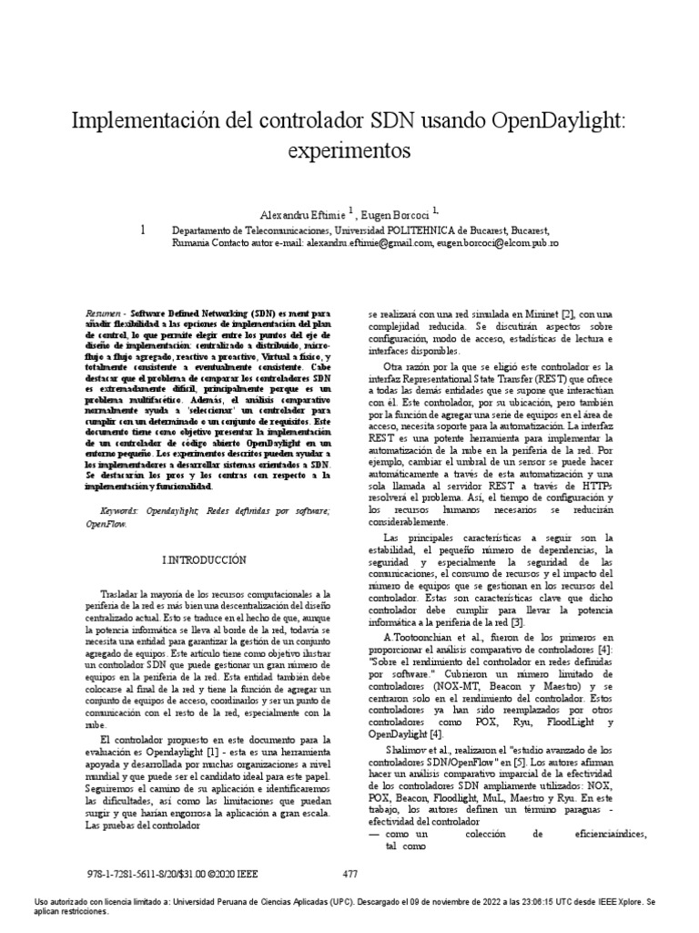SDN Controller Implementation Using OpenDaylight Experiments-Es | PDF ...
