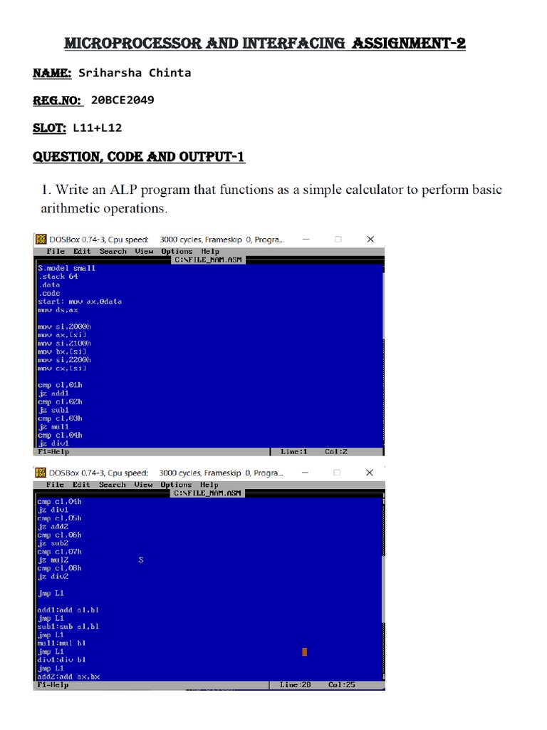 Microprocessor and Interfacing Assignment-2 | PDF