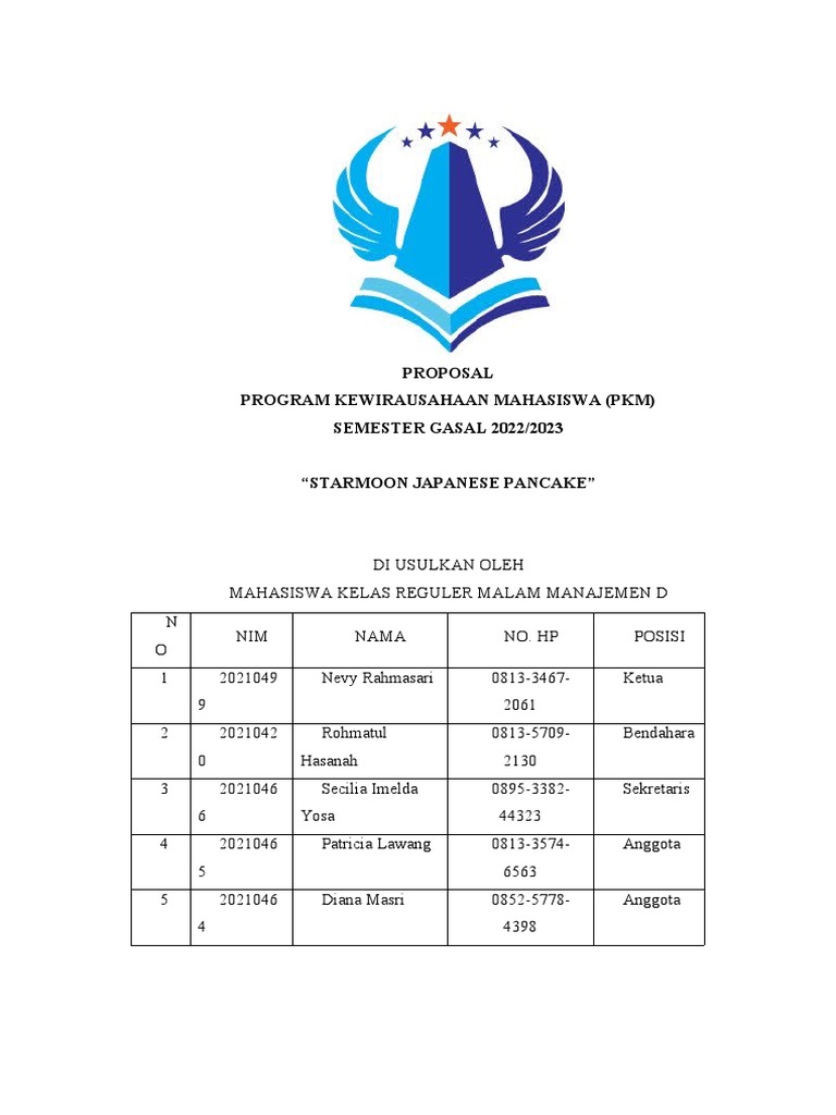Contoh Proposal PKM (Program Kewirausahaan Mahasiswa) | PDF Contoh Proposal PKM (Program Kewirausahaan Mahasiswa) | PDF