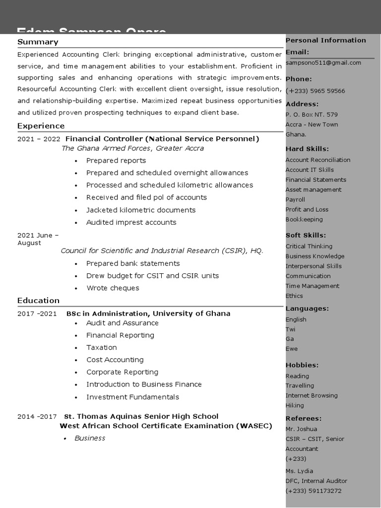 Edem CV | PDF | Audit | Accounting Edem CV | PDF | Audit | Accounting