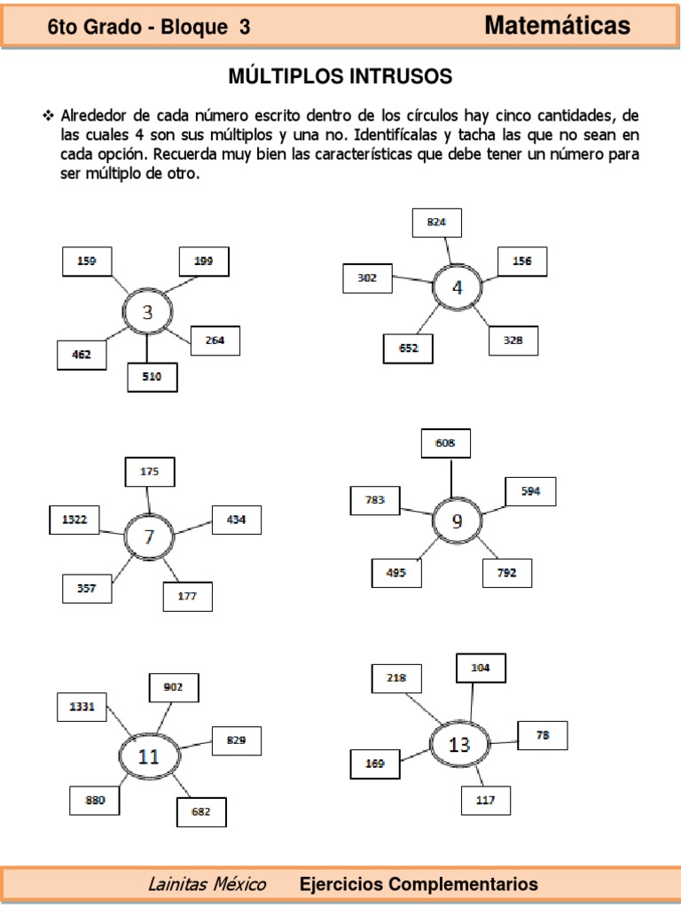 6to Grado - Matemáticas - Múltiplos | PDF