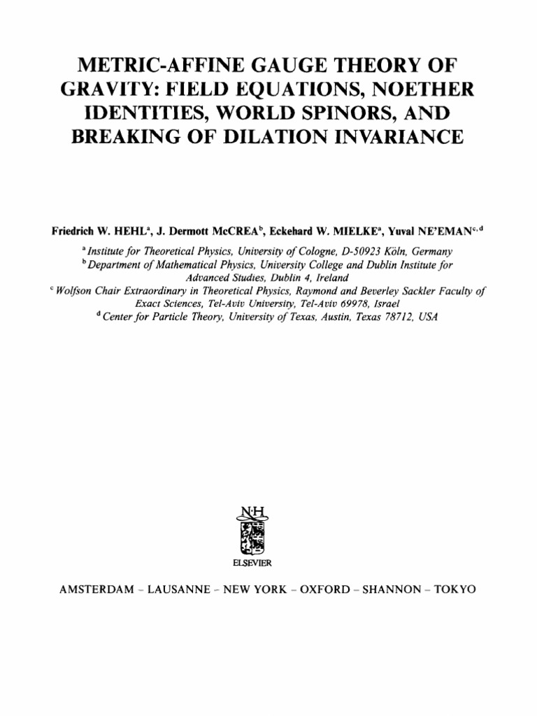 9402012v1 - Metric-Affine Gauge Theory of Gravity | PDF | Gauge Theory ...