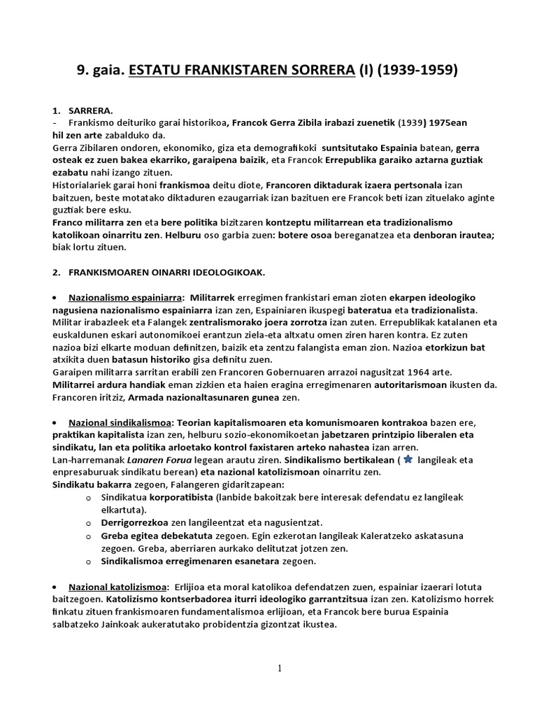 9.gaia ESTATU FRANKISTAREN SORRERA | PDF