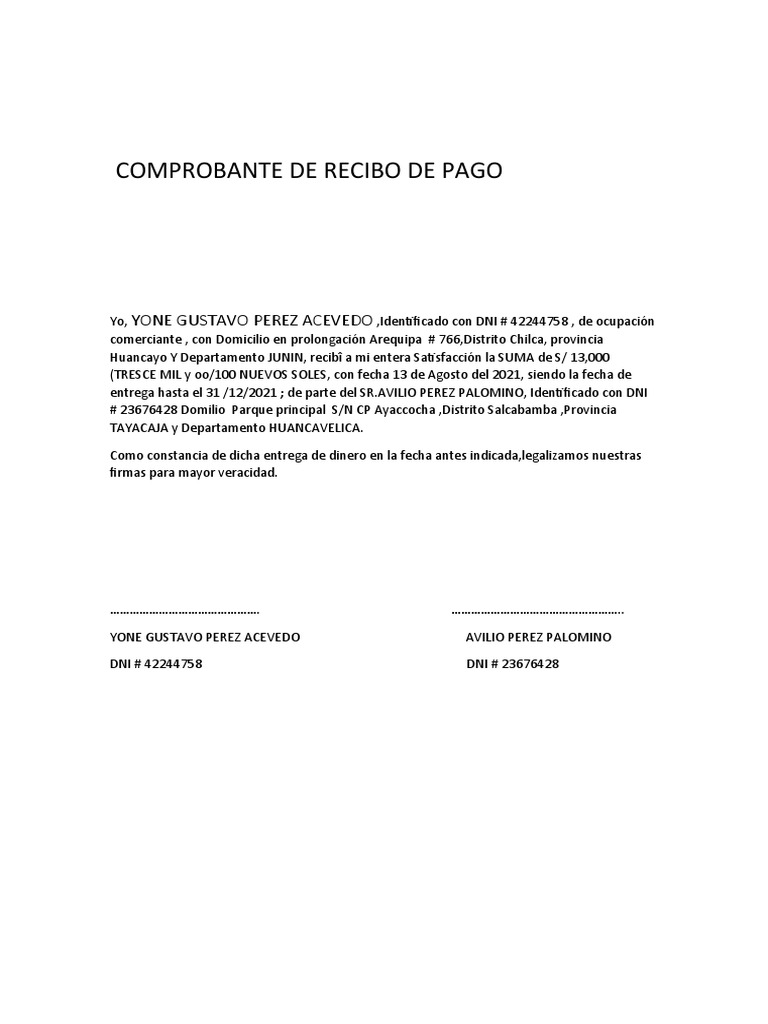 Comprobante de Recibo de Pago | PDF