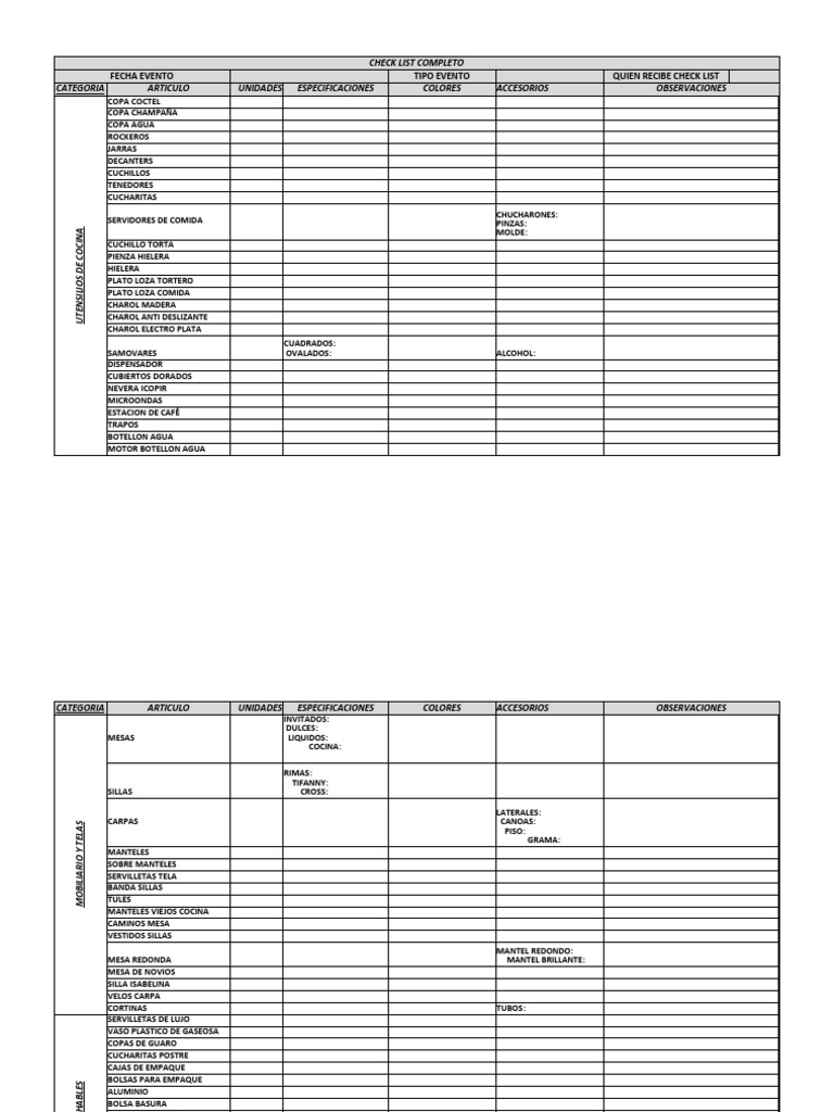 Plantilla Check List | PDF | Materiales | Ingeniería de Edificación