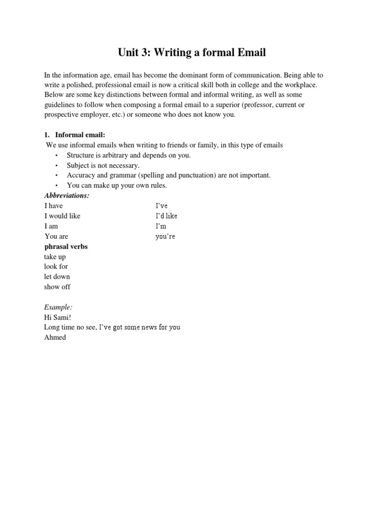 Unit 3 _writing-a-formal-email | PDF | Cognitive Science | Cognition