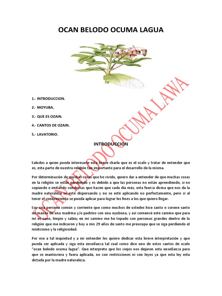 Ocan Belodo Ocuma Lagua | PDF | Sobrenatural | Santeria