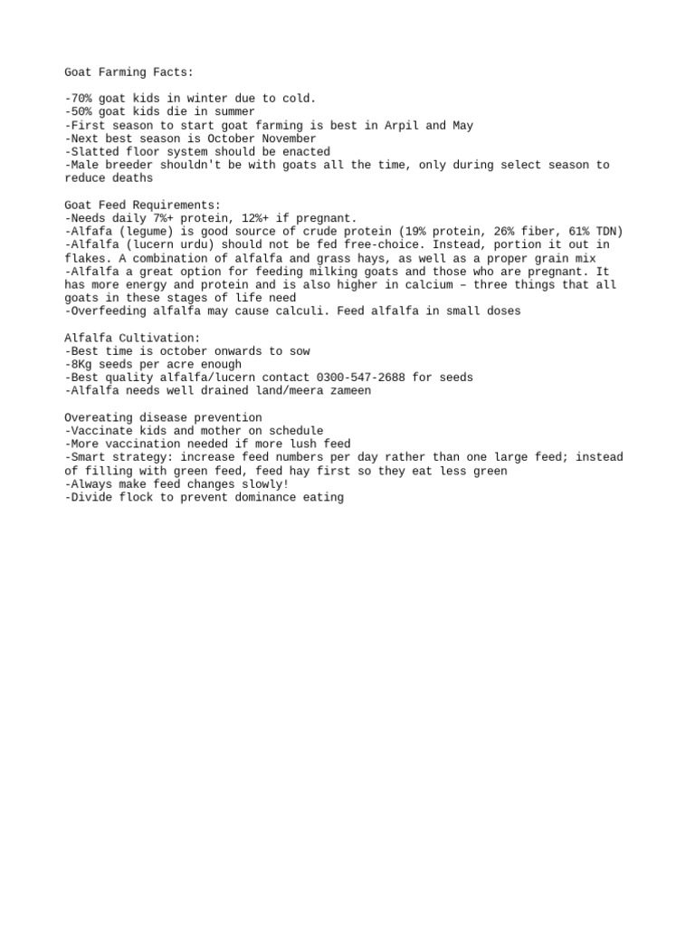 NOTES About Goat Farming | PDF