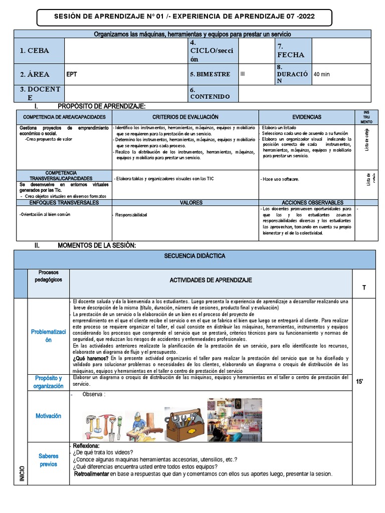 Sesión 01 - Ept 2° - Avanzado Eda 7 | PDF | Herramientas | Evaluación