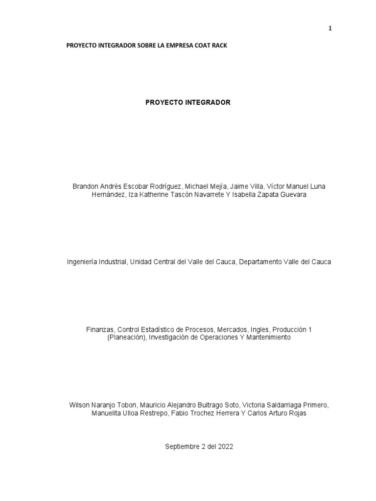Final de Proyecto Integrador Coat Rack | PDF | Marketing | Motor eléctrico