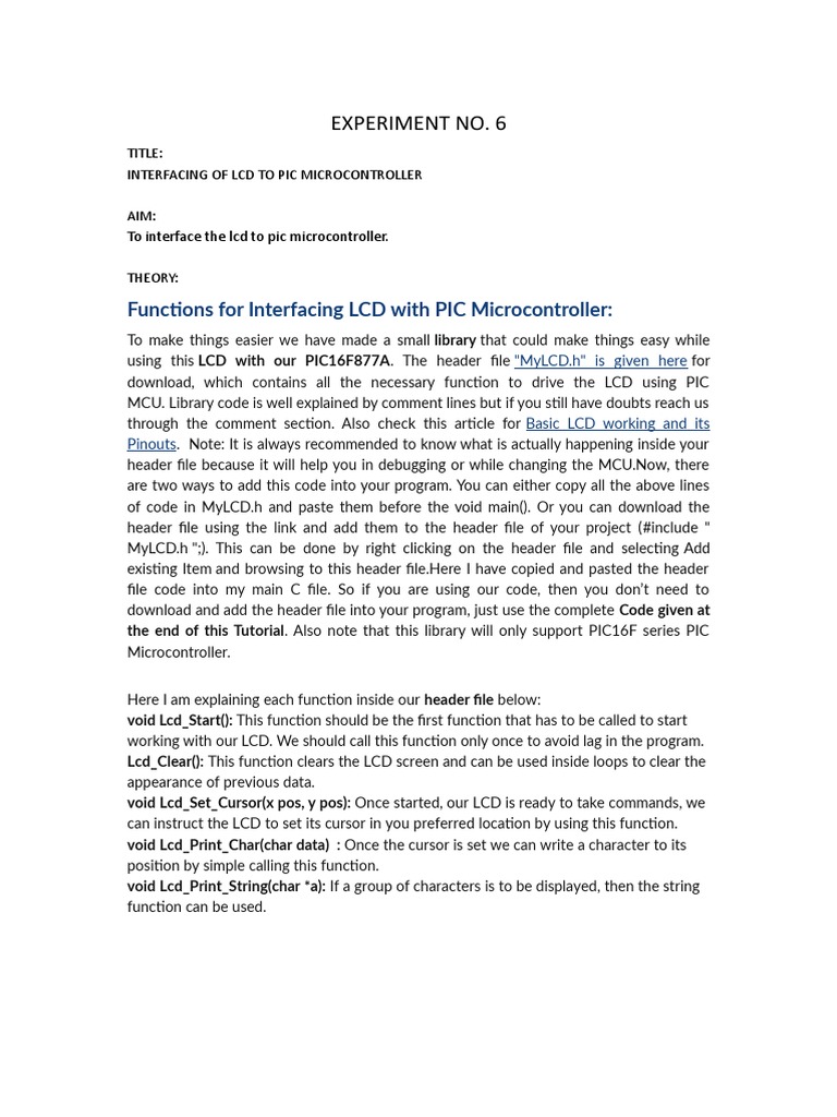 Experiment No 6 | PDF | Microcontroller | Computer Program