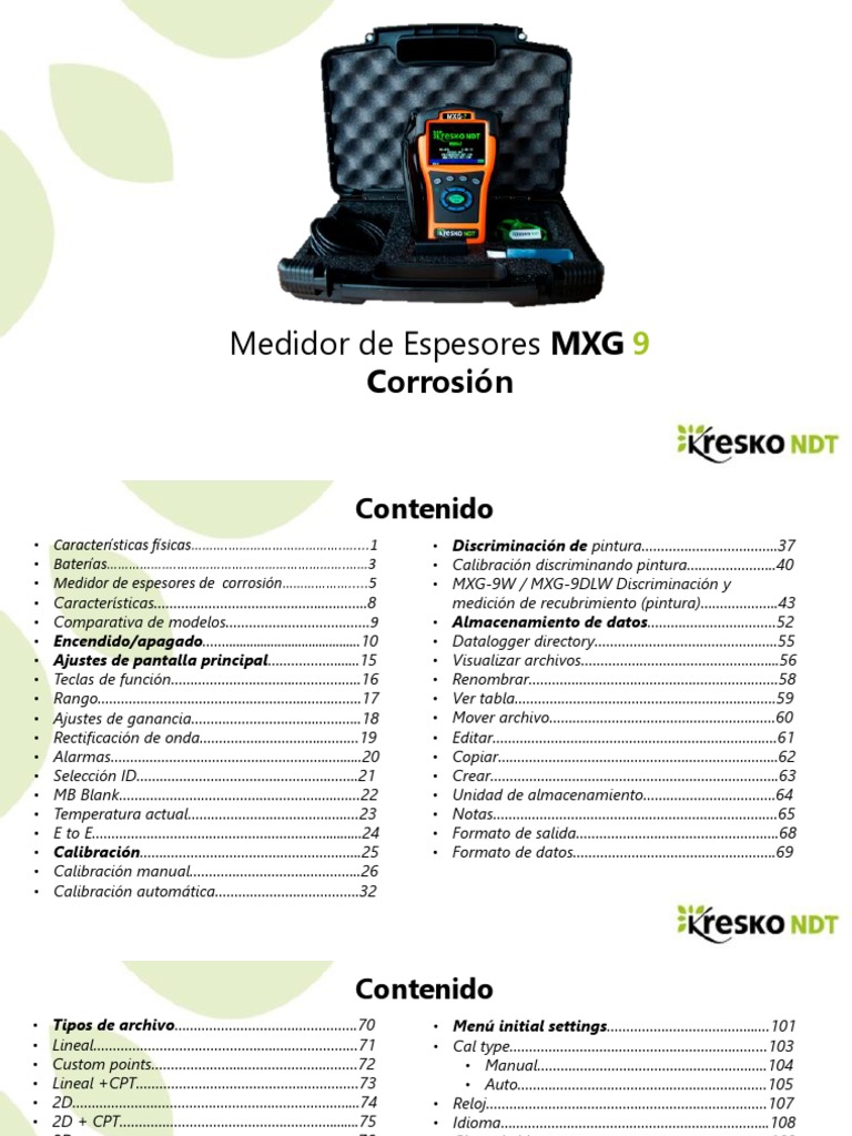 Manual de Operacion Mxg-9 | PDF | Revestimiento | Calibración