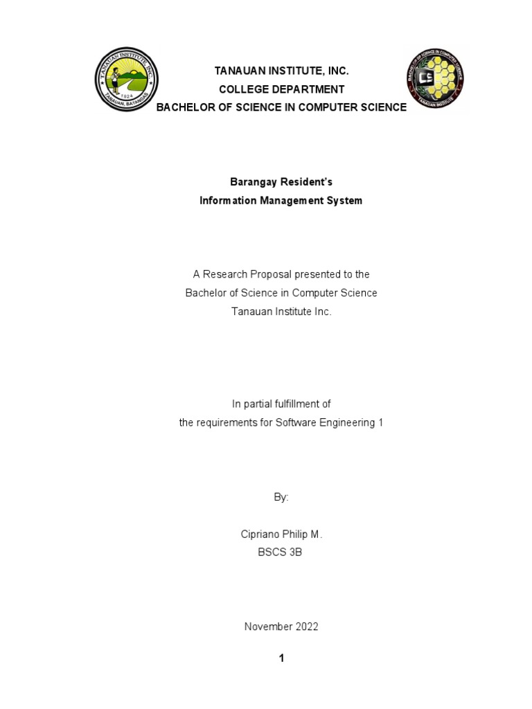 Barangay Resident's Infomation Management System | PDF | Information ...