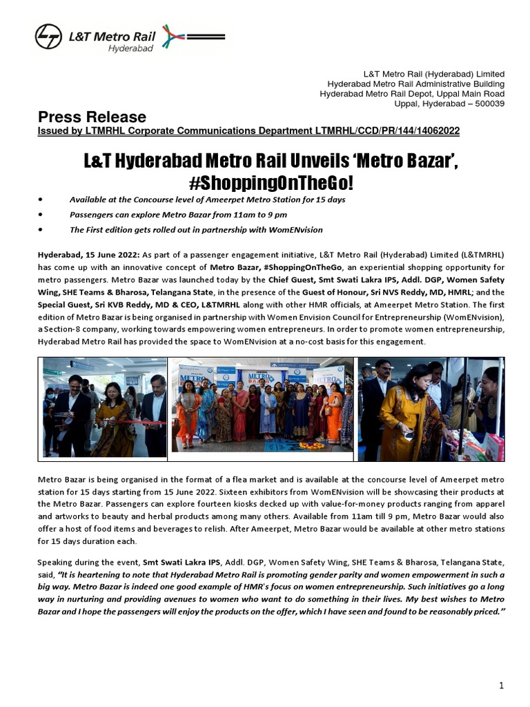 Metro Bazar Launch at Ameerpet Station | PDF | Economies