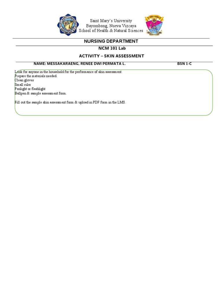 Skin Assessment Lab Activity Guide | PDF | Human Skin Color | Allergy
