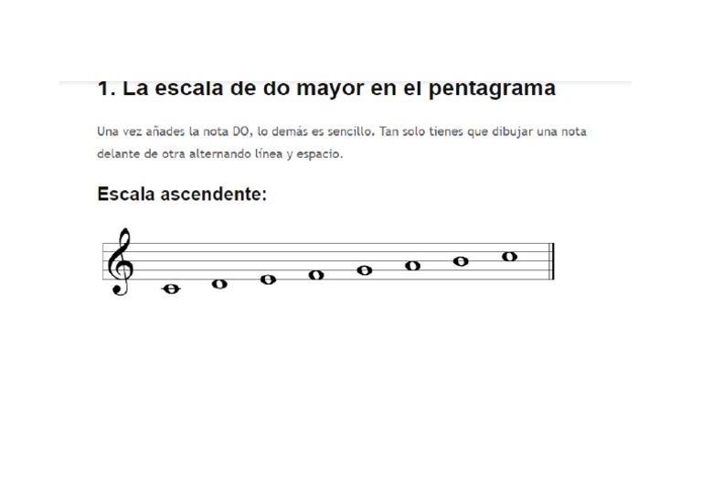 Escala de Do en Pentagrama | PDF
