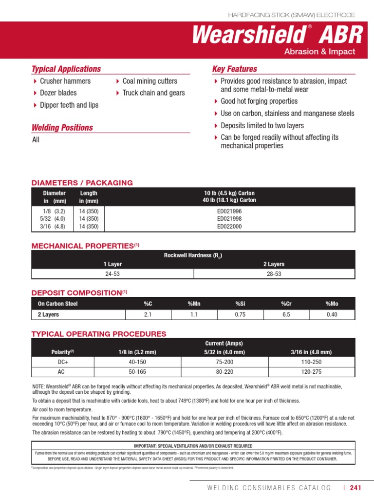 Lincoln-Electric Wearshield ABR | PDF | Welding | Construction