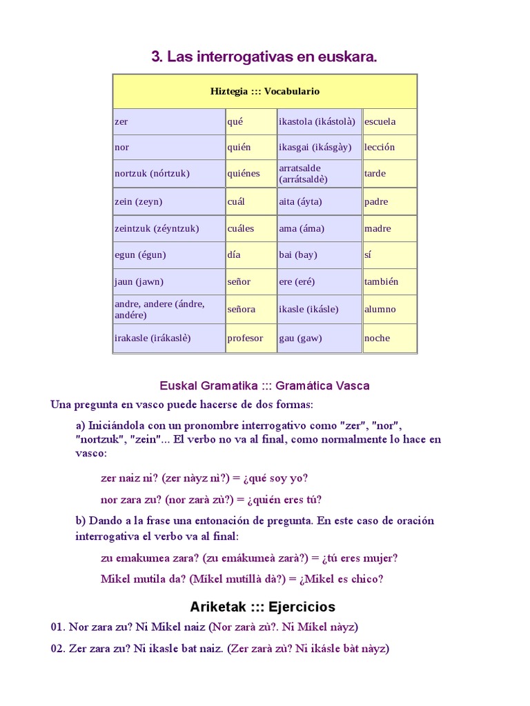 Las Interrogativas en Euskara | PDF | Sintaxis | España