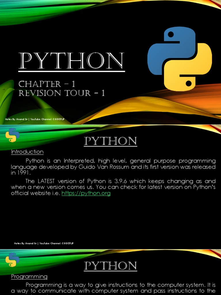 Python Class 12 Notes by Anand SIr | PDF