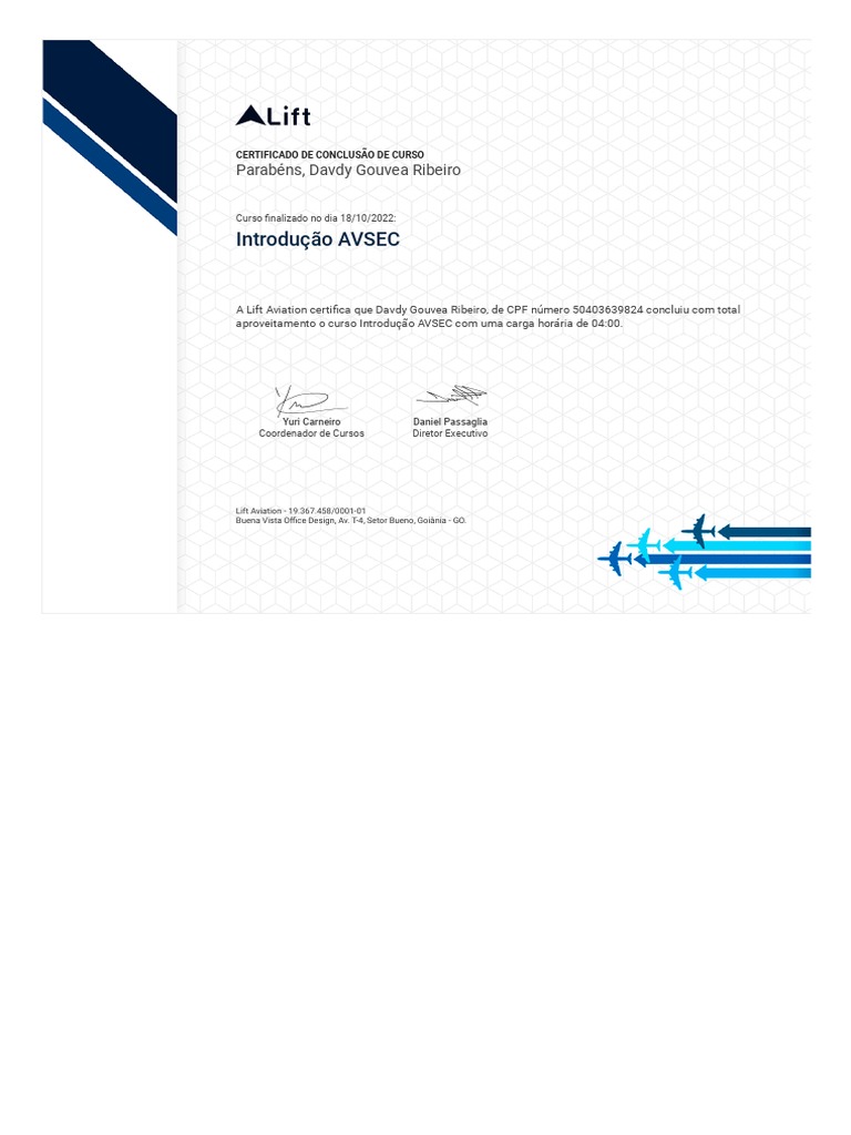 Certificado AVSEC | PDF