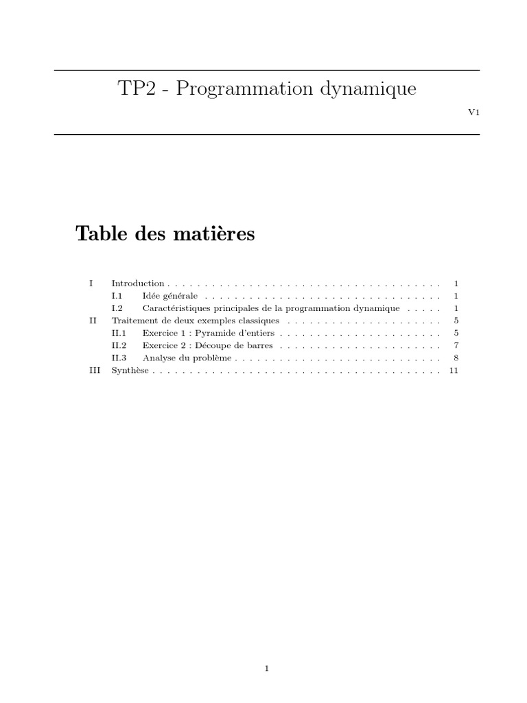 Cours Programmation Dynamique - v2 | PDF | Programmation dynamique | Algorithmes