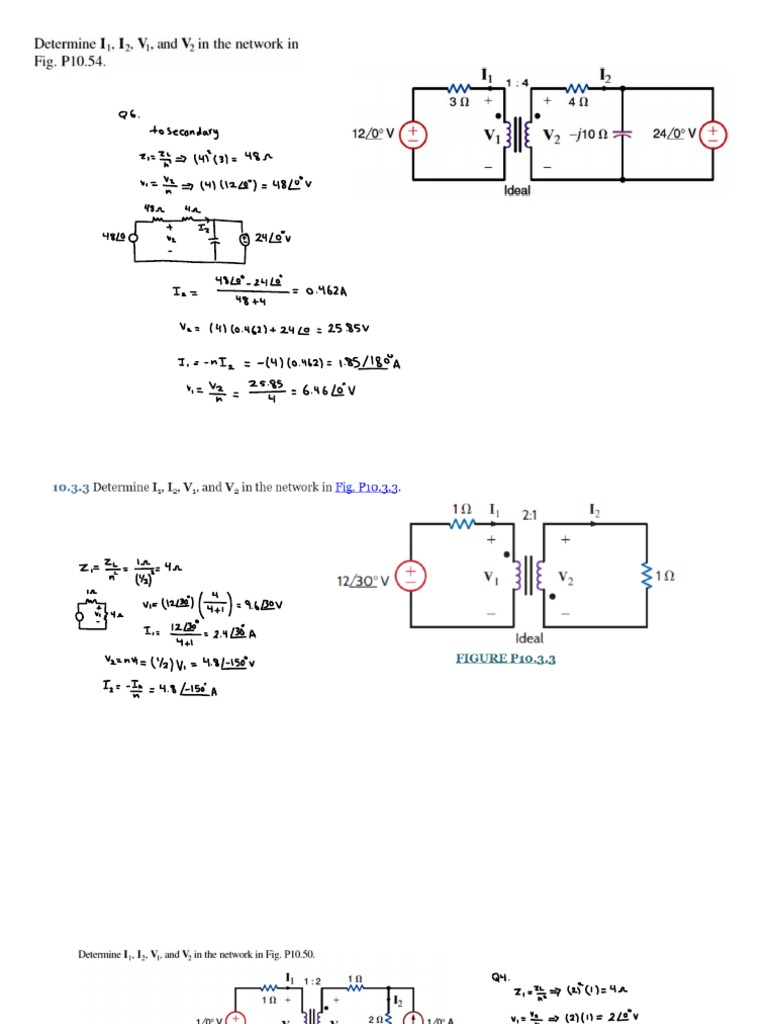 Solving Questions On Ideal Transformer - Basic Engineering Circuit Analysis Irwin | PDF