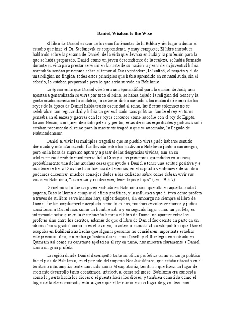 Daniel, Wisdom To The Wise | PDF | Daniel (figura bíblica) | Libro de daniel