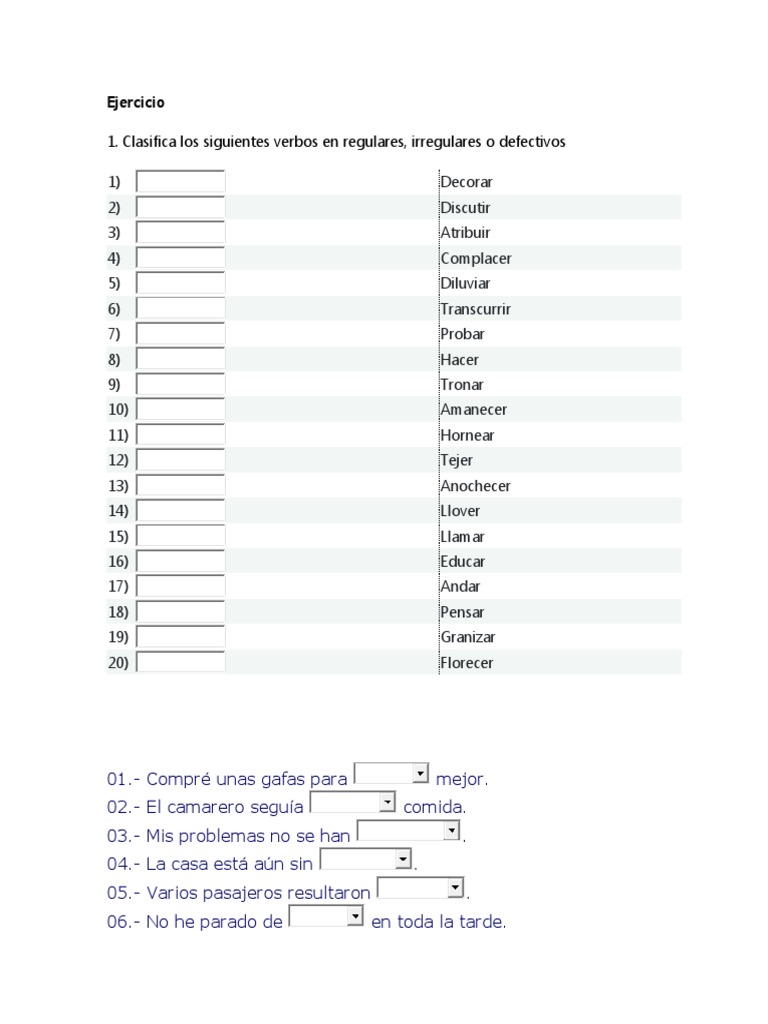 Ejercicio de Verbos | PDF