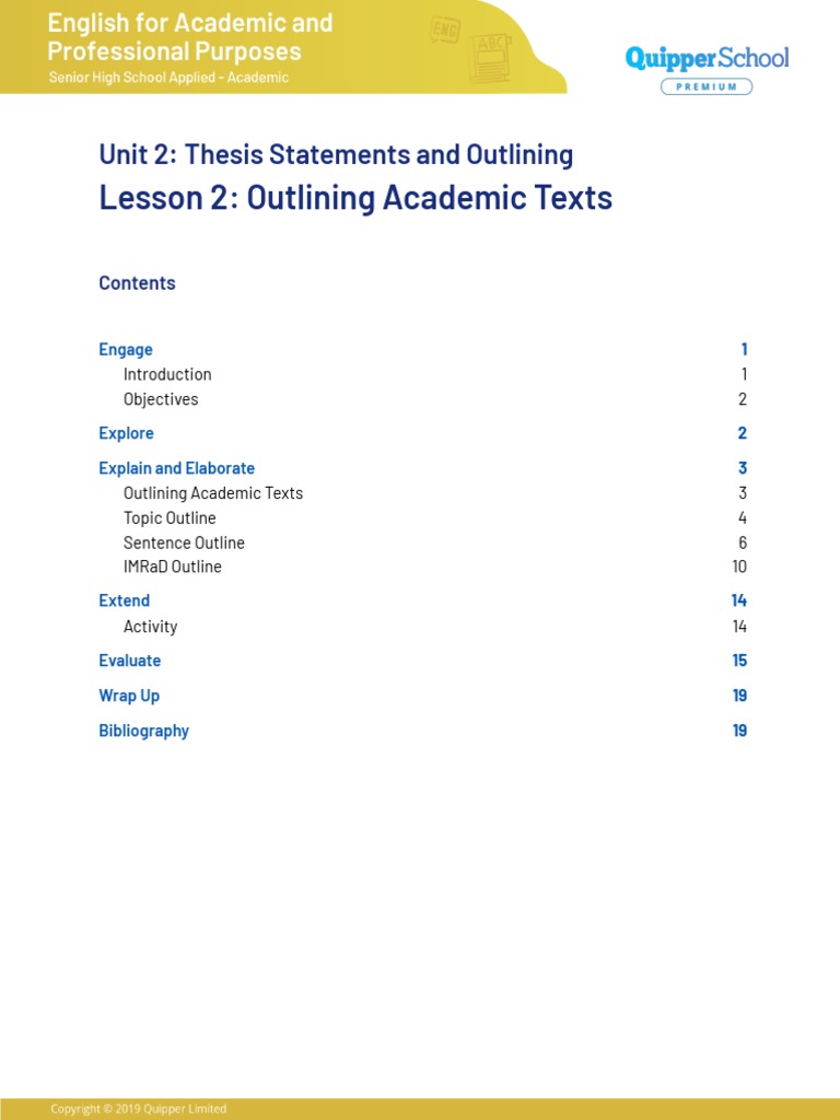 PDF-SG EAP11 12 UNIT-2 LESSON-2 Outlining-Academic-Texts | PDF | Cost ...