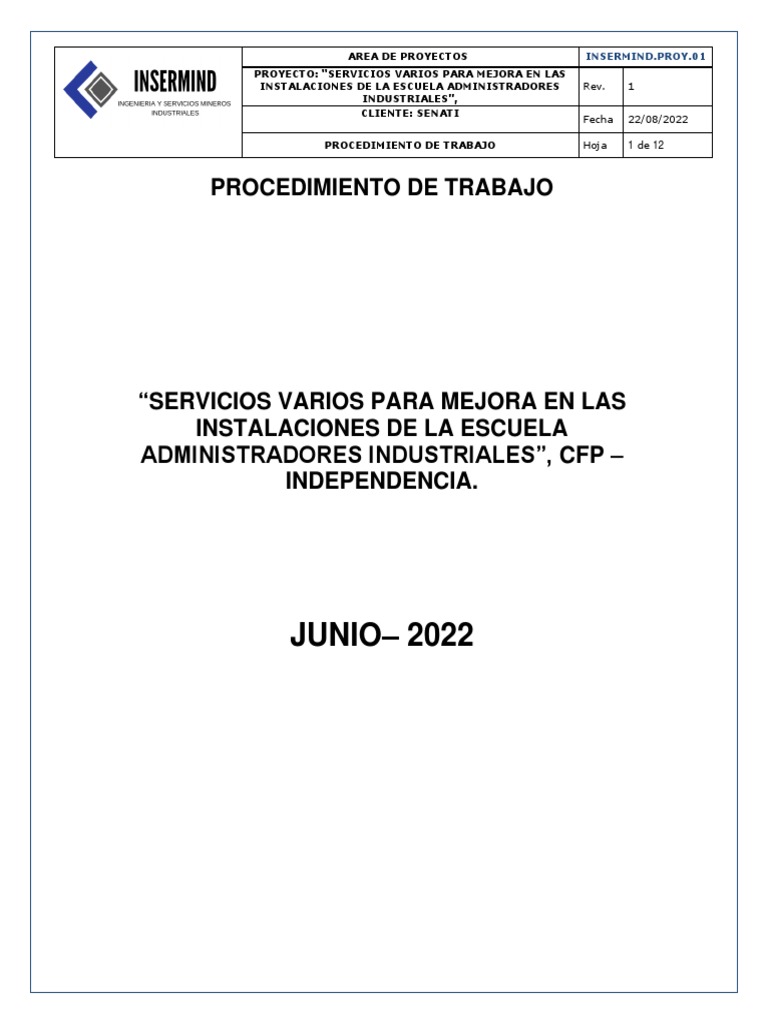 Procedimiento de Trabajo - Senati - Independencia - Mejora de ...