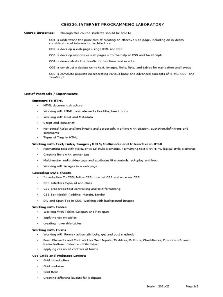 Cse 326 | PDF | Html Element | Html Cse 326 | PDF | Html Element | Html