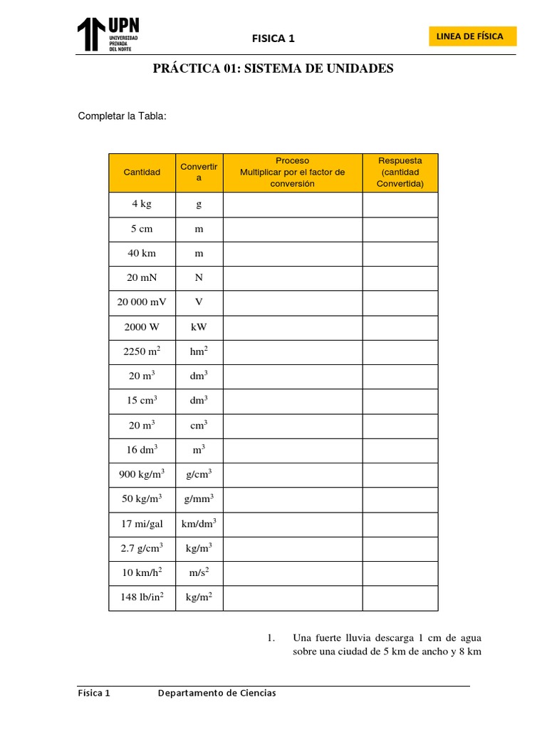HT - Semana1 - Fisica - 1 - Sistema de Unidades y Conversión | PDF ...
