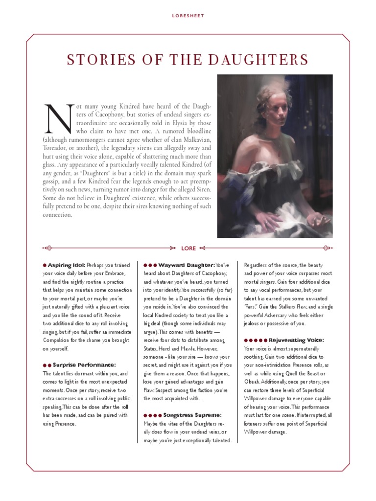 Loresheet StoriesOfTheDaughters | PDF