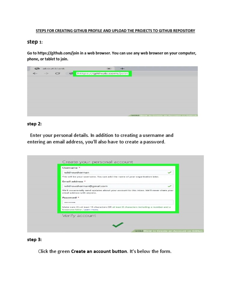 Steps For Creating Github Account - 1647941230533 | PDF