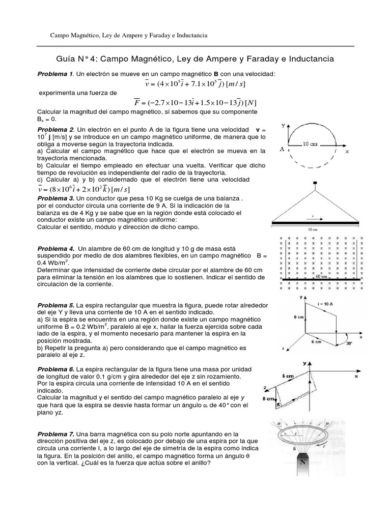 Guía N 4_ Campo Magnético, Ley de Ampere y Faraday e Inductancia | PDF ...