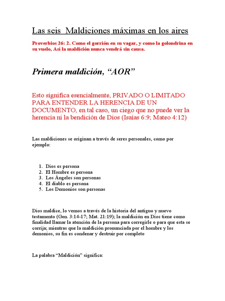 Seis Maldiciones y su Significado | PDF | Pecado | Dios