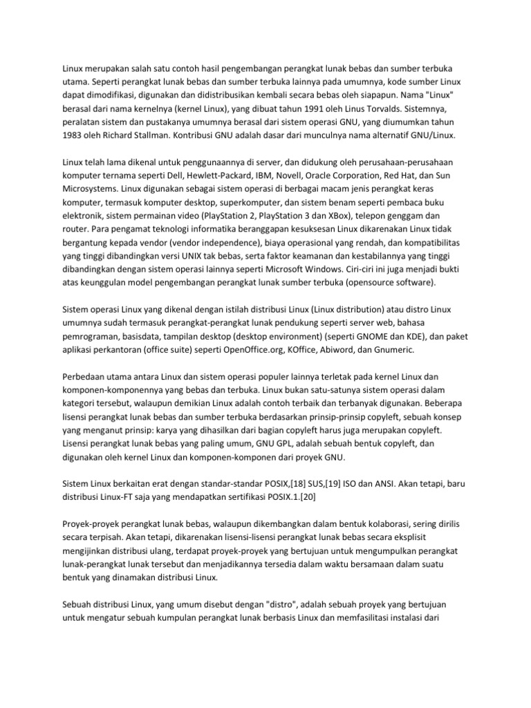 Linux Merupakan Salah Satu Contoh Hasil An Perangkat Lunak Bebas Dan ...
