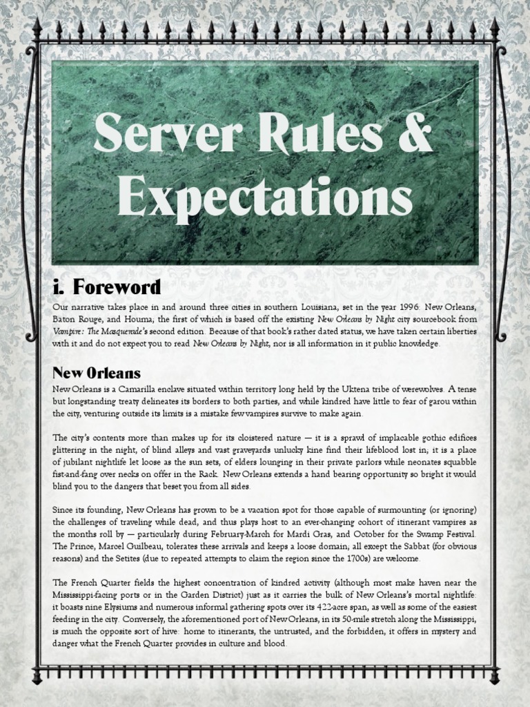 Vampire LARP Server Rules & Setting | PDF