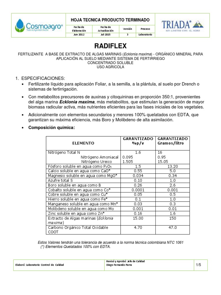 Radiflex X 1 LT | PDF | Fertilizante | Agua