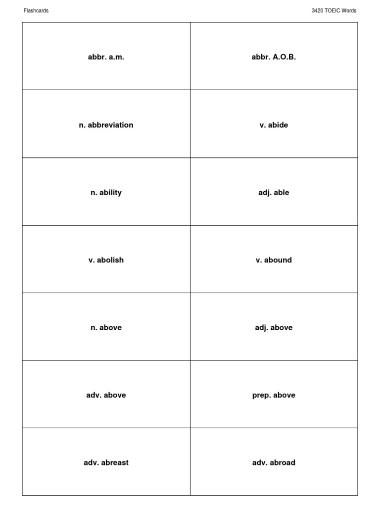 3420 Toeic Flashcards Front Side | PDF