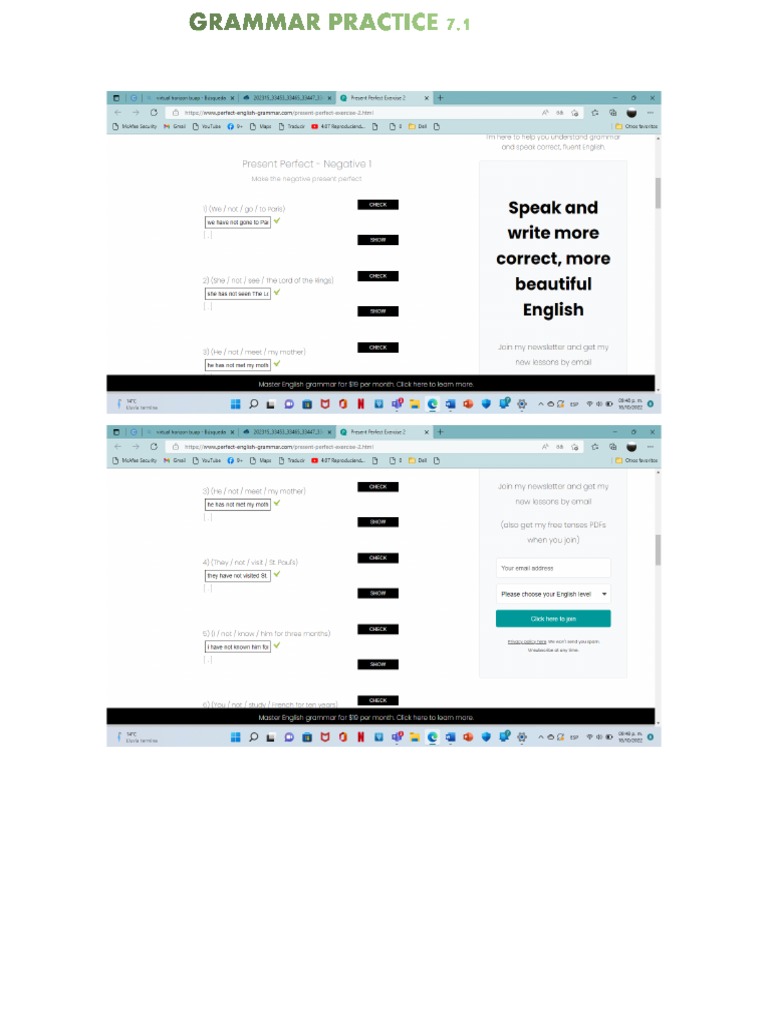 Grammar Practice 7.1 | PDF