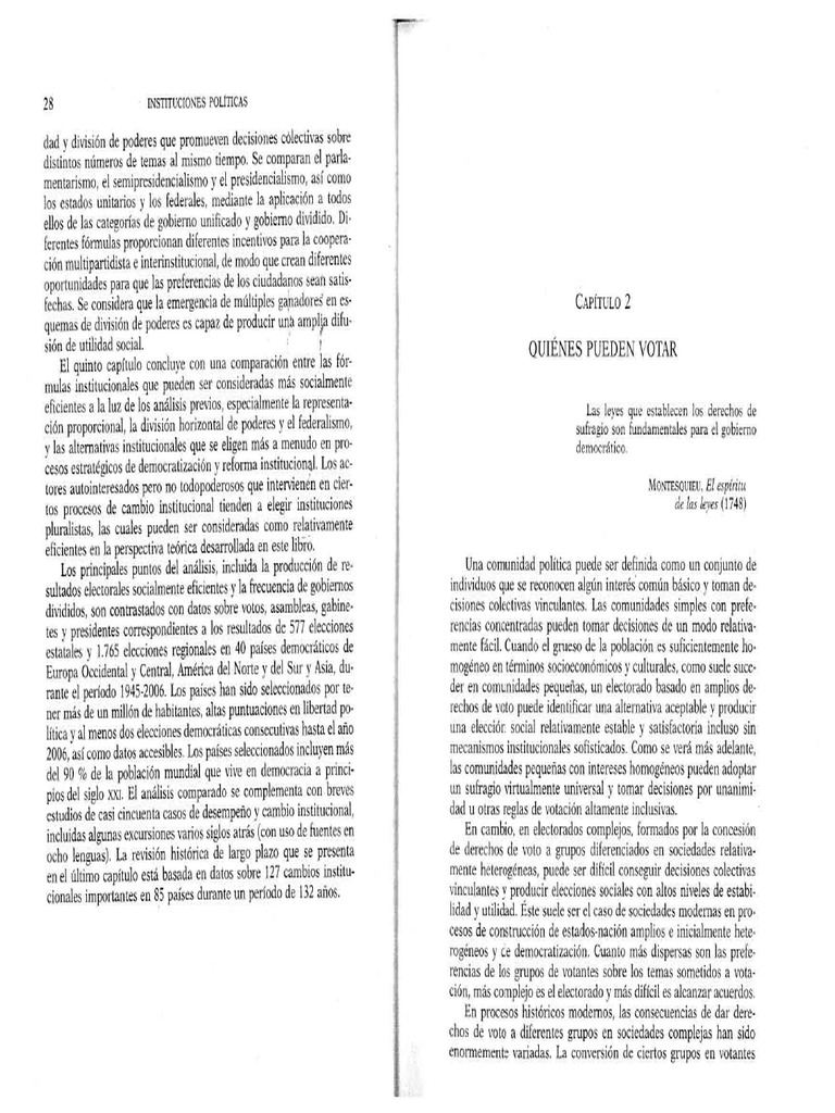Colomer Josep. 2001. Instituciones Polc3adticas | PDF