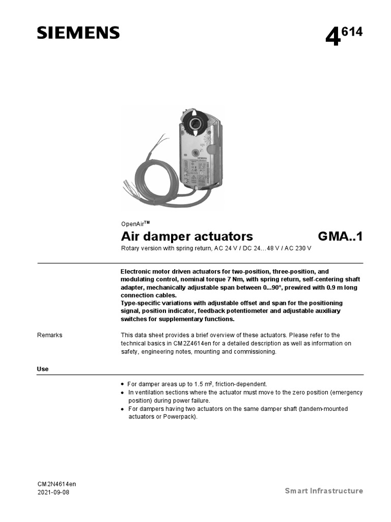 Air Damper Actuators GMA..1 - en | PDF | Alternating Current | Power Supply